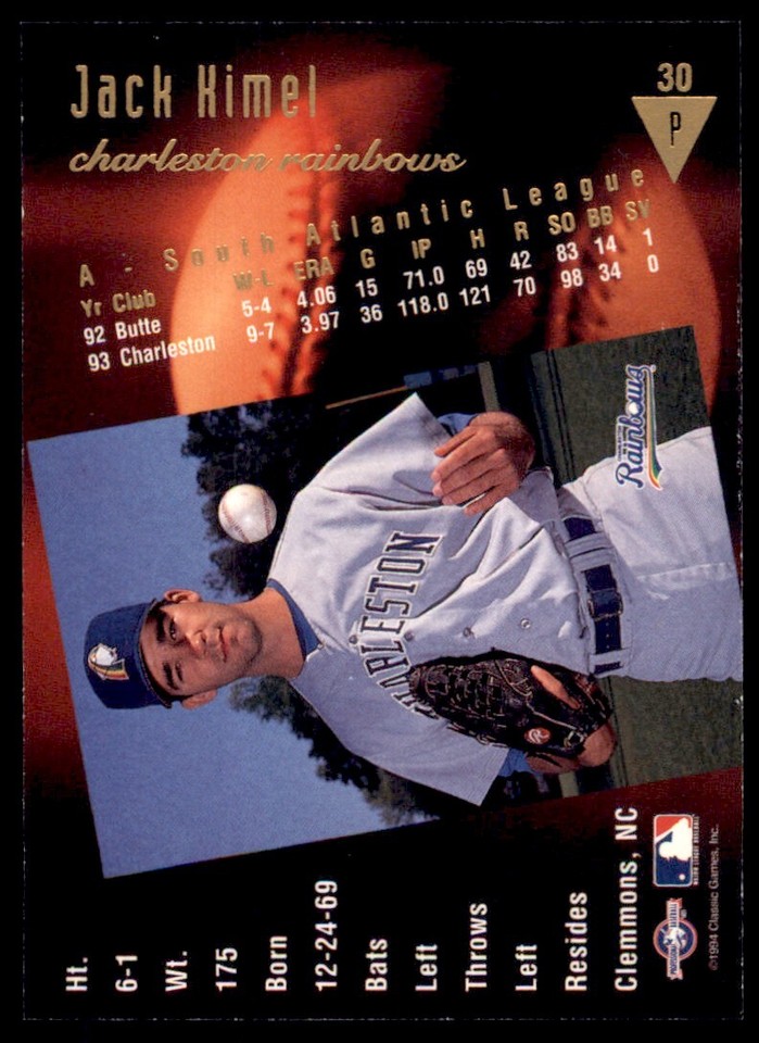 1994 Classic Best Gold Jack Kimel Charleston Rainbows #30 1101 | eBay