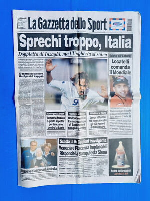 Gazzetta Dello Sport September 4 2000 Hungary-Italy 1-2 Inzaghi ...
