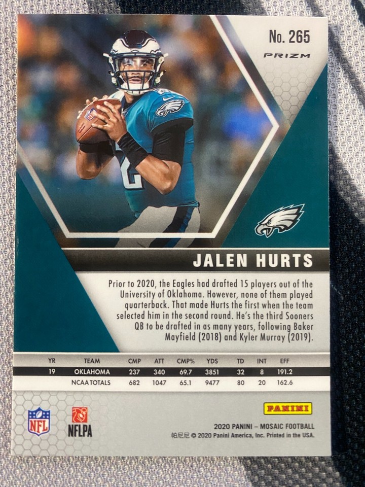 2020 Panini Mosaic NFL Orange Reactive Jalen Hurts #265 NFL Debut RC ...