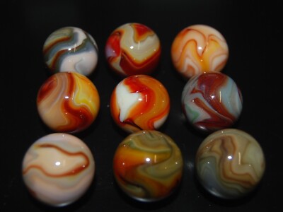 Nine Jabo Classic Marbles Large 15/16" Keepers A-69 | eBay