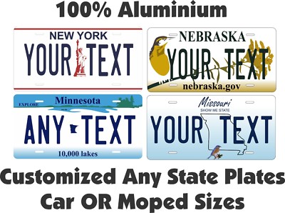 Any State Any Text License Plate Personalized Custom Auto Car Moped ...