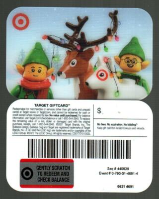 TARGET Lego Bullseye, Reindeer and Elves 2021 Lenticular Gift Card ( $0 ...