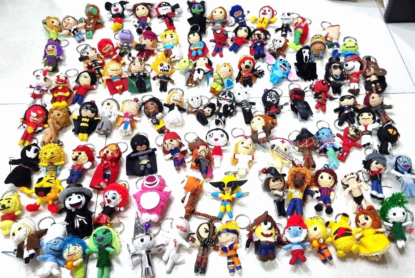 50 Pcs. MIX VOODOO KEY CHAIN KEYRING HANDMADE TOY STRING CRAFT DOLL ...