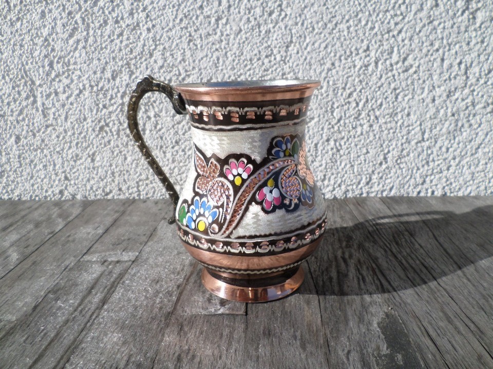 SET OF 2 Traditional Turkish Copper Handmade Masrapa / Tankard / Stoup ...