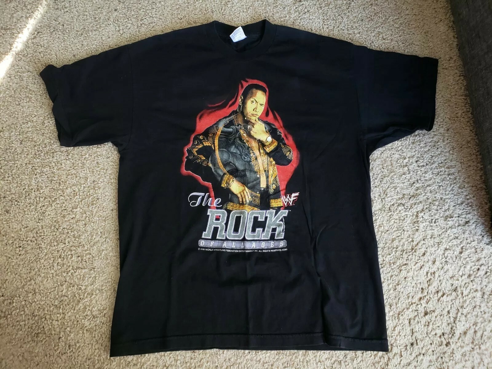 VTG 90s 2000 WWF The Rock Dwayne Johnson Double Sided… - Gem