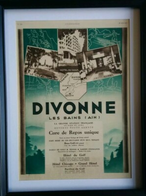 Art Deco Advert Divonne Les Bains spa town 1933 Original Framed Superb ...