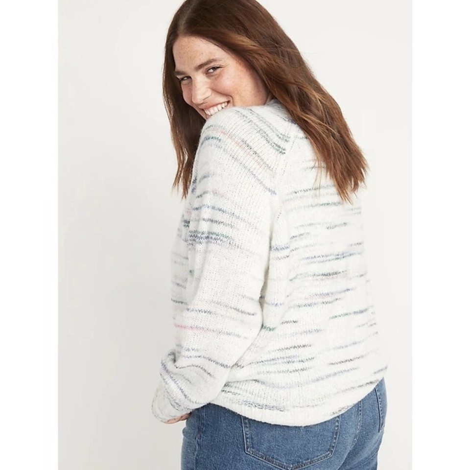 Old Navy • Women’s Slouchy Multicolor Space Dye Crew Neck Sweater Size ...