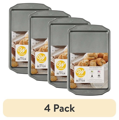 (4-Pack) Steel Non-Stick Medium Baking Pan 10x15 Rectangular Pan with ...