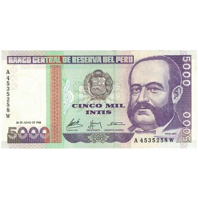 [#194681] Banknote, Peru, 5000 Intis, 1988-06-28, KM:137, UNC | eBay