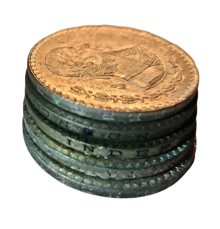 5 BIG SILVER MEXICO UN PESO COINS! UN PESO MEXICAN COIN LOT 1960's ...