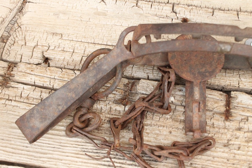 ~~ VINTAGE ONEIDA NEWHOUSE #14 DOUBLE LONG SPRING TRAP WITH CHAIN ...