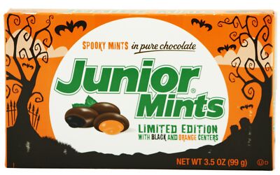 JUNIOR MINTS - LIMITED EDITION SPOOKY MINTS w/ Black and Orange Centers ...