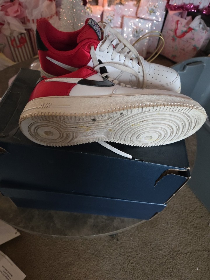 NBA Nike Air Force 1 Men's Low Authentic White Red Black Sneakers 9 ...