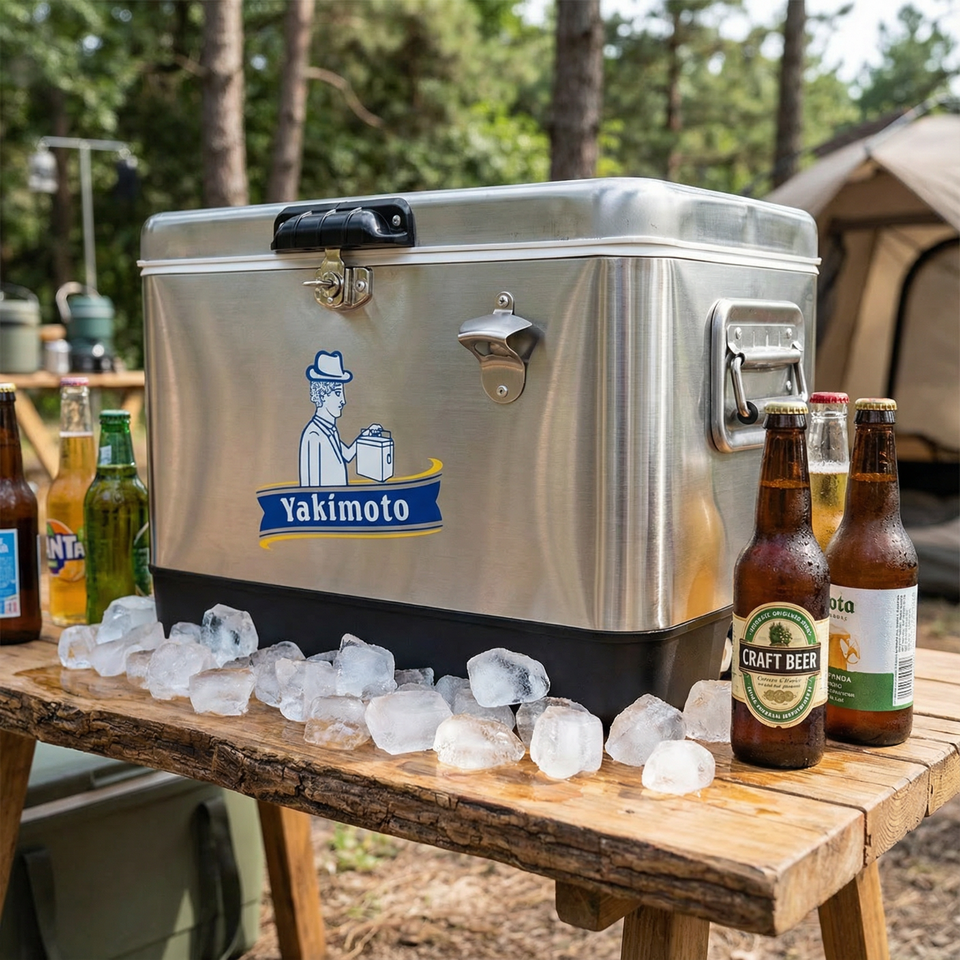 Yakimoto 54Qt Stainless Steel Cooler Metal Ice Chest Retro Camping ...