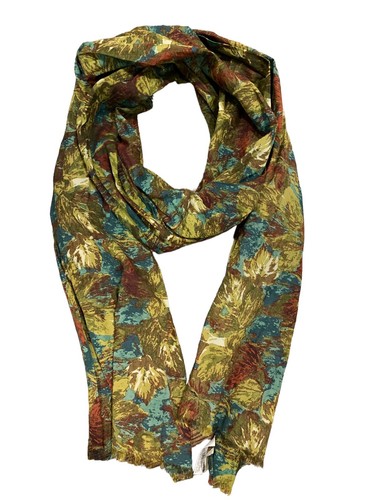 Talbots Green Brown Burgundy Scarf Rectangle Fringed 78x20” #23147 | eBay