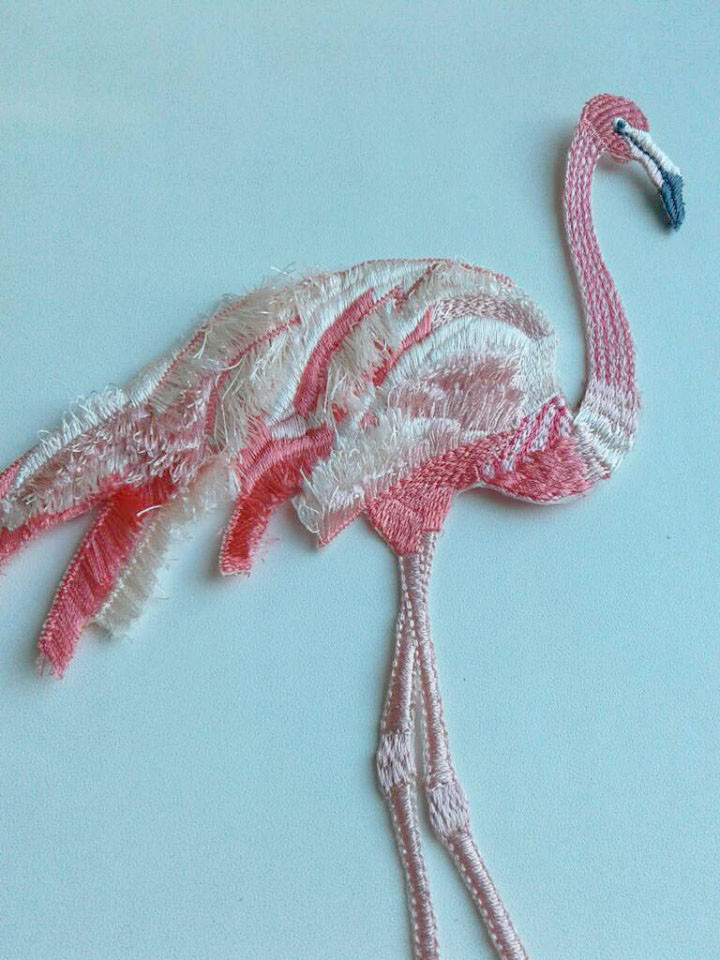 Pink Flamingo Handmade Embroidered Patch | eBay