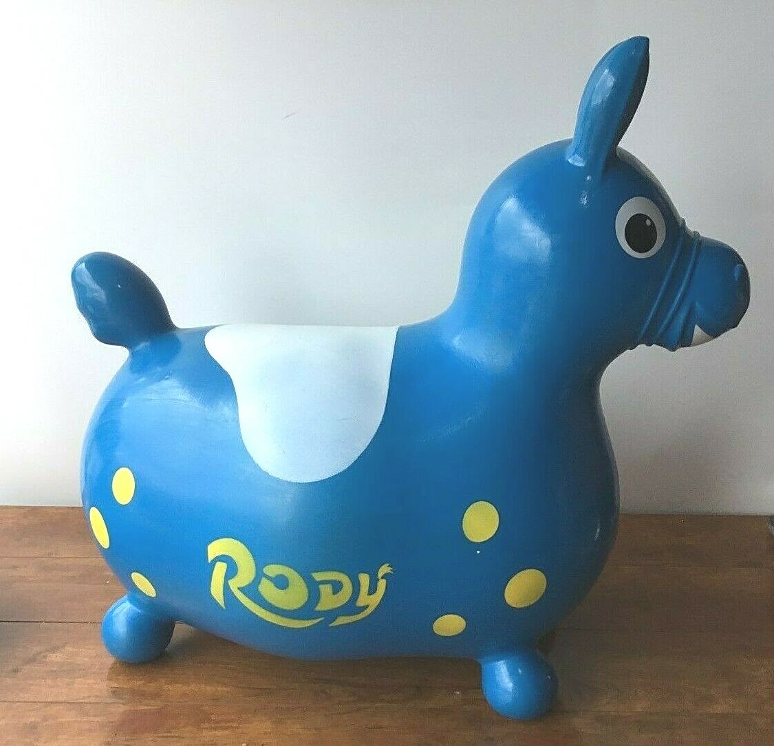 RODY BLUE PONY HORSE VINTAGE 1984 LEDRA PLASTIC RUBBER BOUNCING MADE IN ...