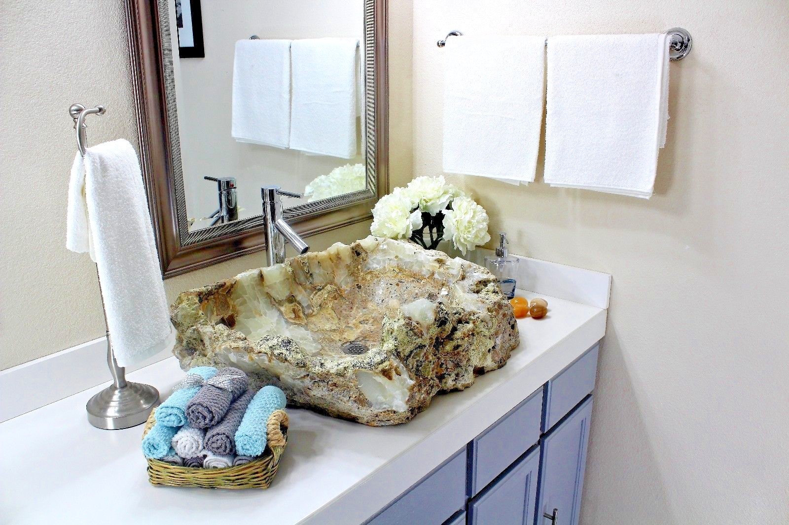 Onyx/travertine Stone Sink /Modern Natural Stone Bathroom Vessel Sink ...