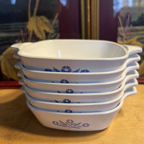 6 Corning Ware Blue Cornflower P-41 12 Oz Small Casserole Dish Petite ...