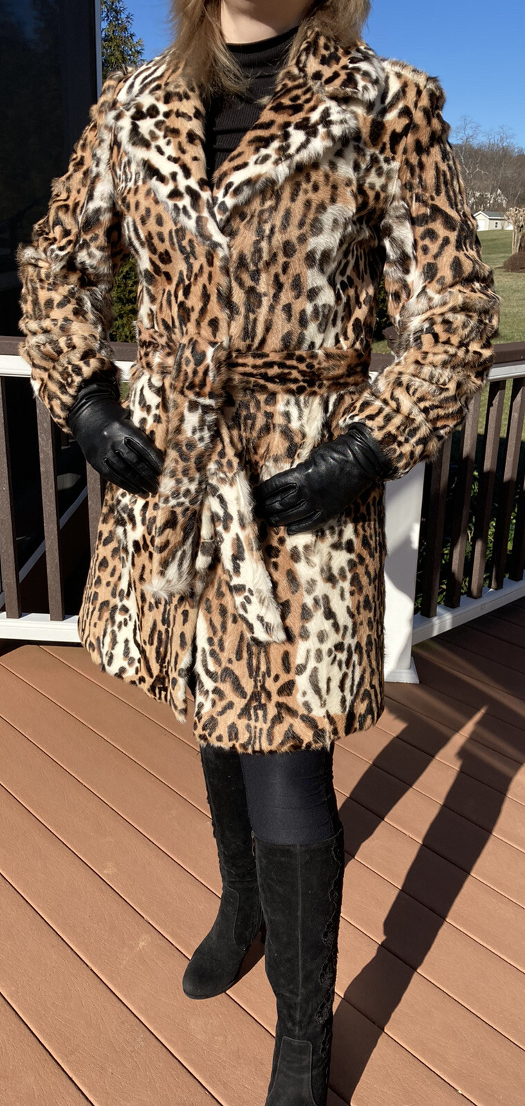 Animal Print woman real goat fur skin leather coat no… - Gem