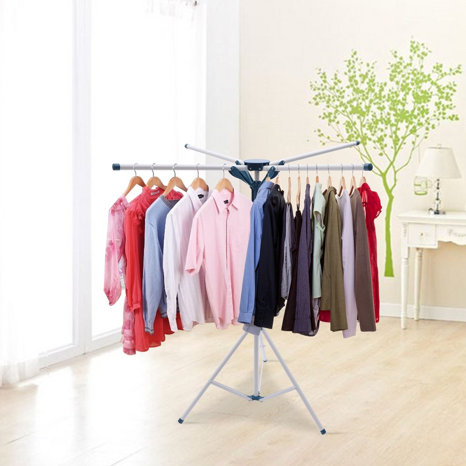 Clothes Drying Rack Laundry Drying Hanger Freestanding Foldable Tripod ...