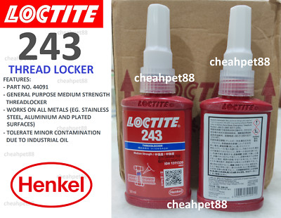 Loctite 243 Medium Strength Thread Locker 50ml with QR Code - 44091 IDH ...