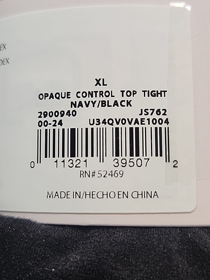 Joyspun Women's Opaque Tights Control Top, 2-Pack, Size XL, Black/Navy ...