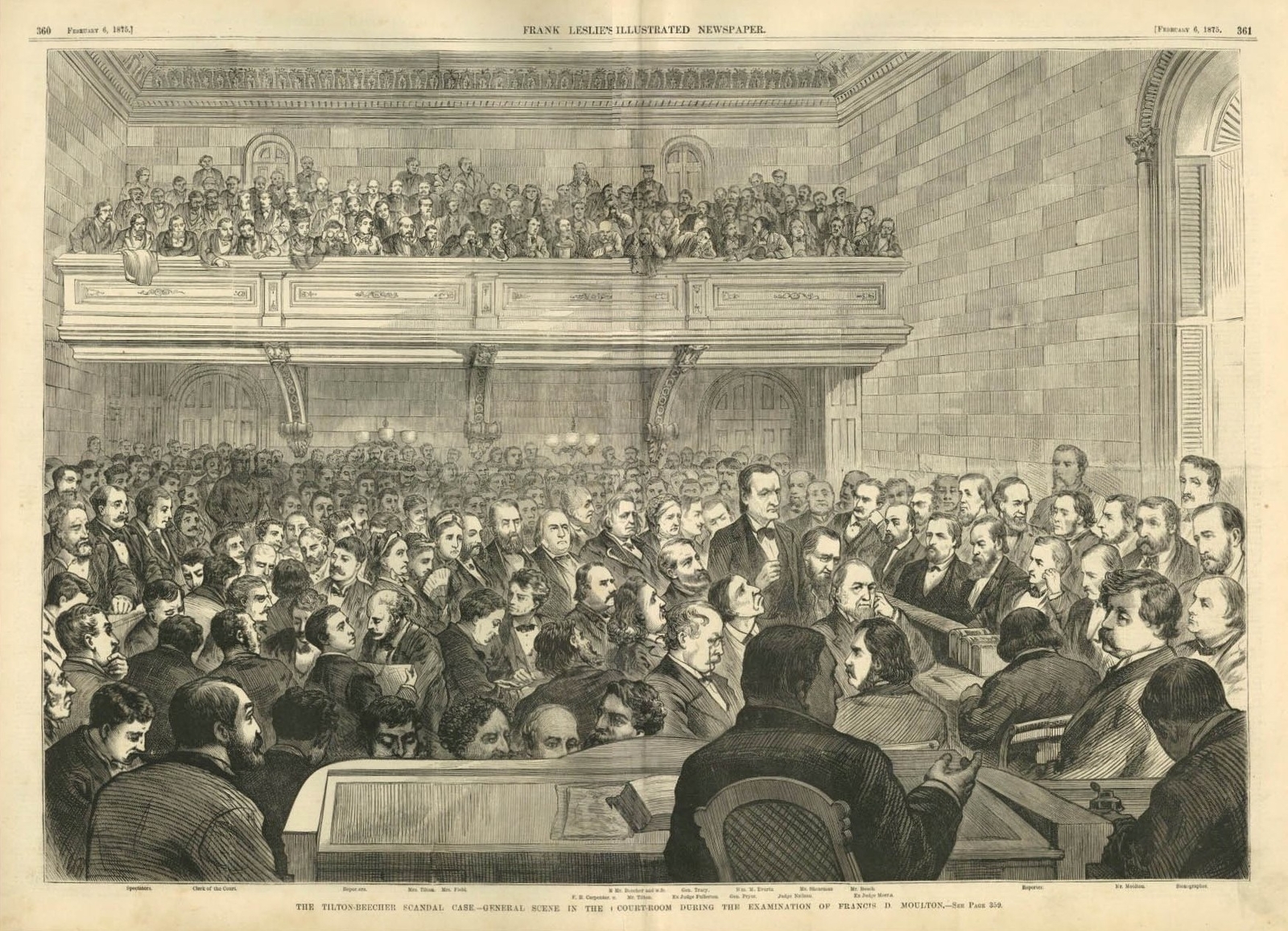 COURTROOM LAW JUDGE JURY SCANDAL HENRY WARD BEECHER AND ELIZABETH ...