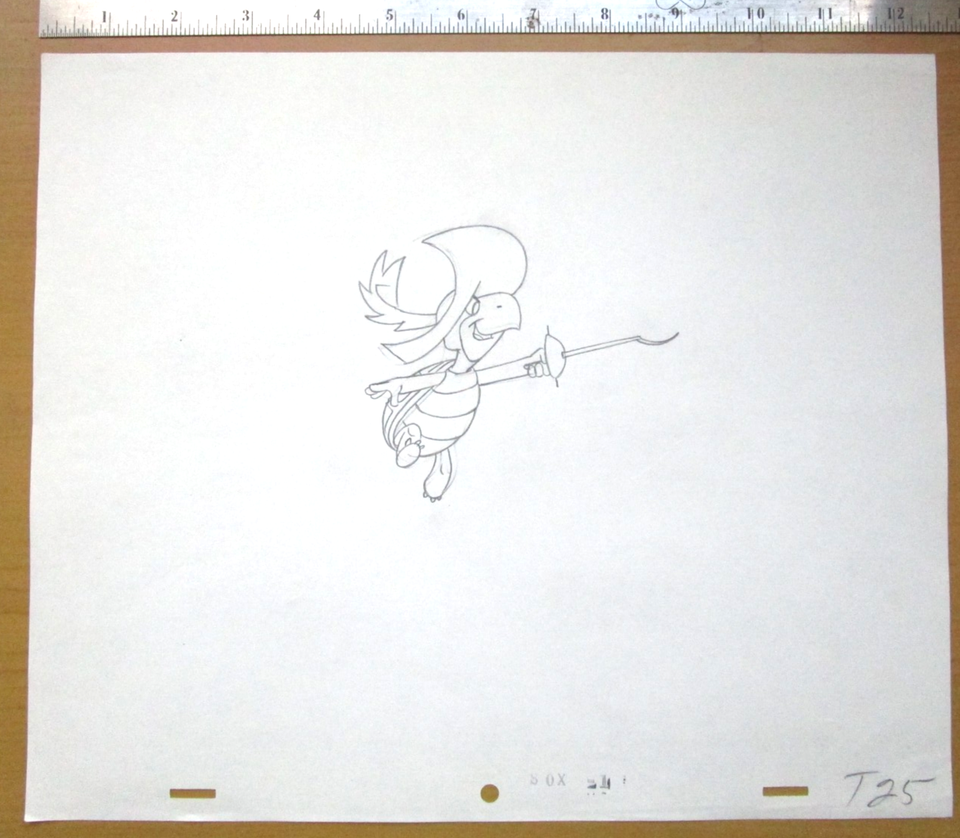 1962 TOUCHE TURTLE HANNA-BARBERA ORIGINAL PRODUCTION TITLE DRAWING foil ...