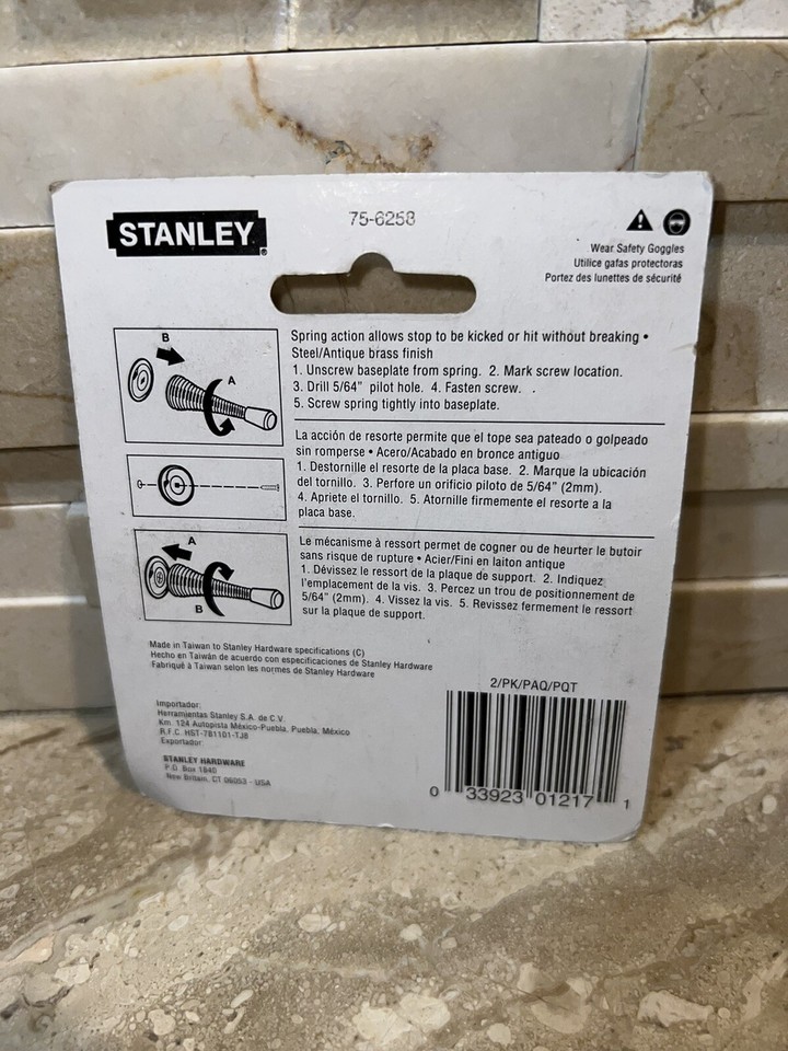 STANLEY SPRING DOORSTOPS Antique Brass Finish 75-6258 | eBay