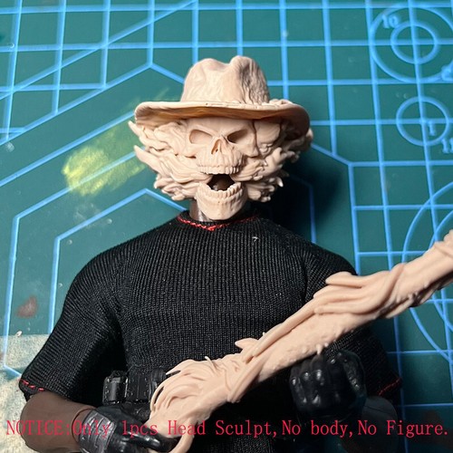 1/12 Scale Skeleton Ghost Rider Head Sculpt Unpainted Fit 6" ML Figure ...