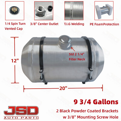 Universal 12''x20'' 9 3/4 Gallon Round Fuel Tank 3/8'' NPT Center Fill ...