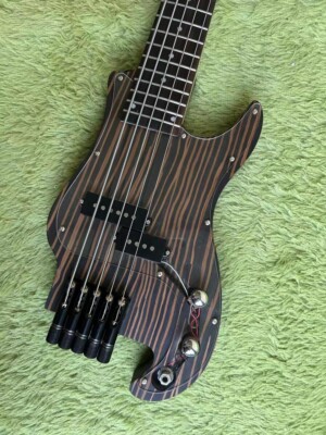 Musoo brand electric bass headless bass zebra wood body 5 string Bass ...