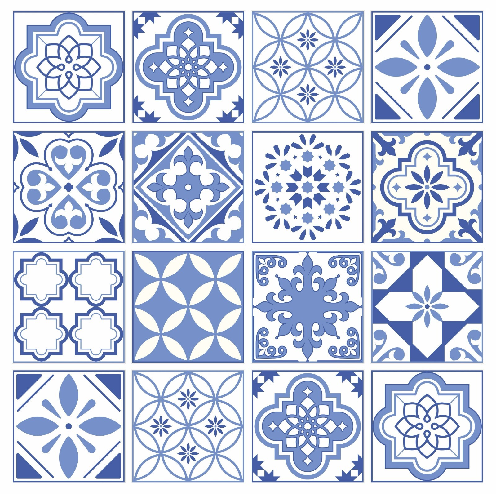 Pack Of 24 Mosaic Azulejo Tile Stickers for 200mm x 200mm, 8 x 8 Inch ...