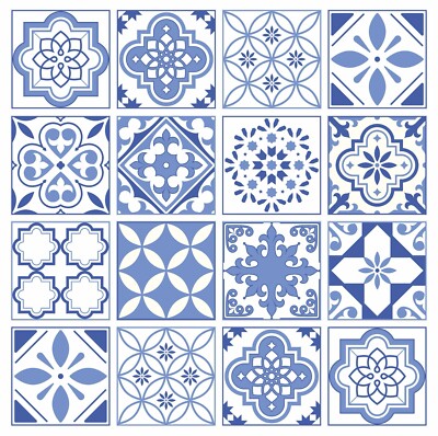 Pack Of 24 Mosaic Azulejo Tile Stickers for 200mm x 200mm, 8 x 8 Inch ...