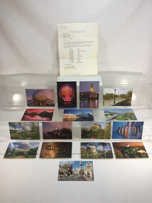 Lot Of 16 Walt Disney World 1982 EPCOT CENTER Postcards With COA Letter ...