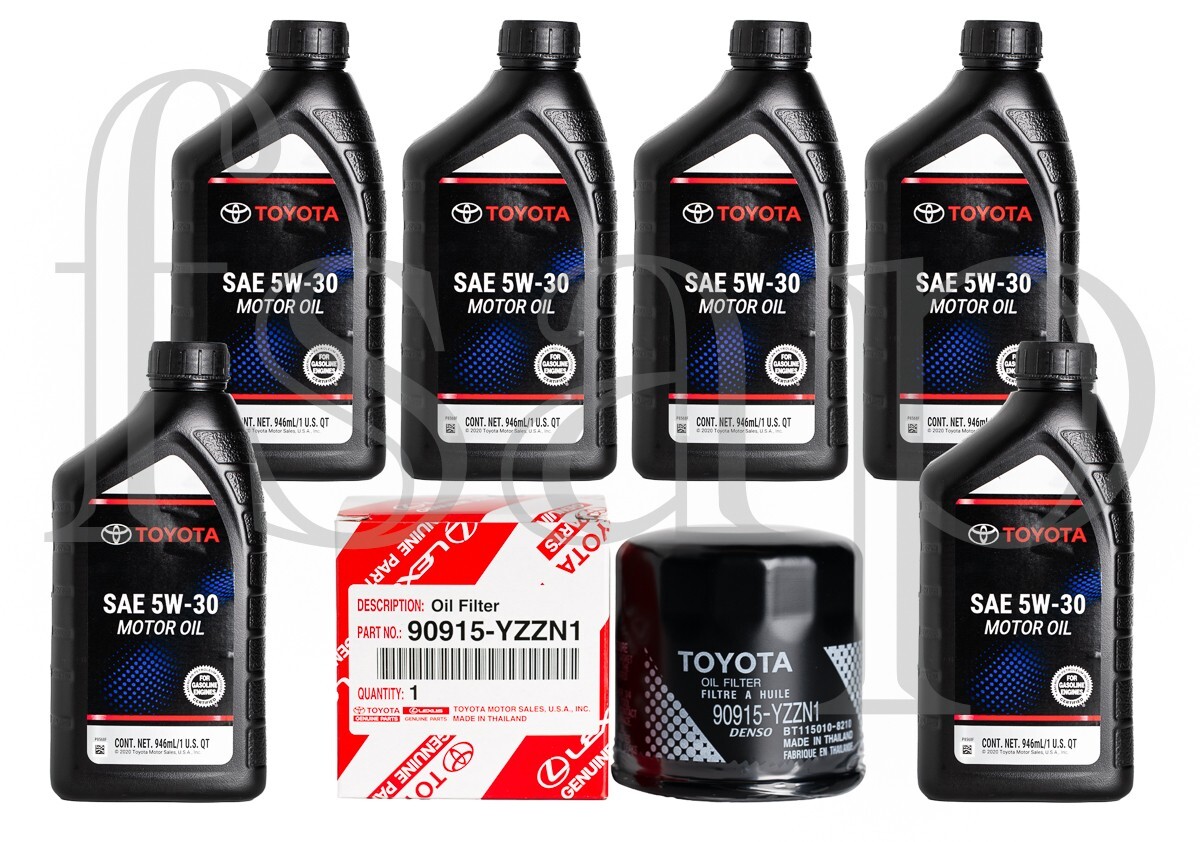 Oil change kit 6 quarts of Genuine Toyota engine oil SAE5w30 + Toyota ...