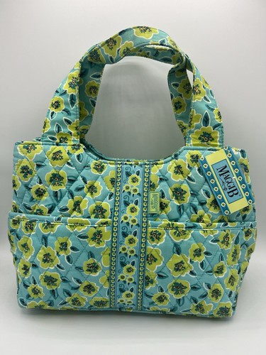 Maggie B Blue Green Floral Quilted Purse | eBay