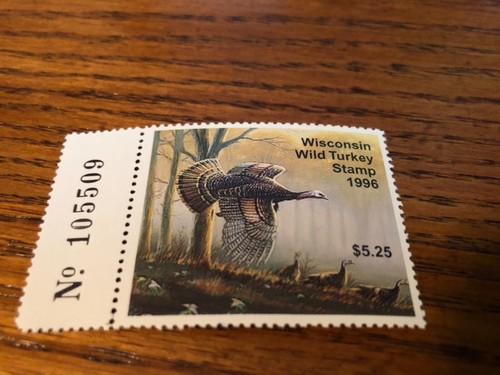 1996 Wisconsin DNR Wild Turkey Hunting License Stamp...Free Shipping ...
