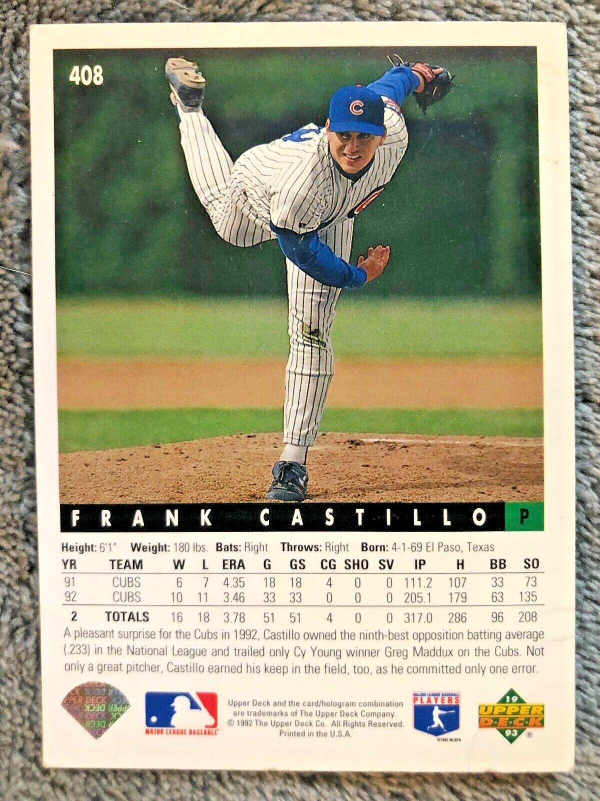 Upper Deck #408 Frank Castillo Baseball Card 1992 | eBay