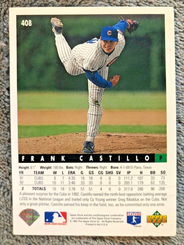 Upper Deck #408 Frank Castillo Baseball Card 1992 | eBay