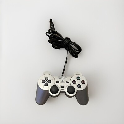 Sony PS2 Satin Silver Controller SCPH-10010 PlayStation 2 Dualshock OEM ...