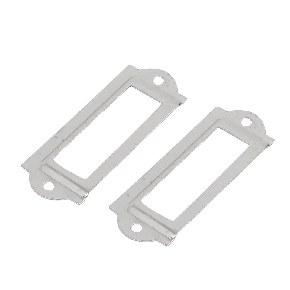 59mm x 23mm File Drawer Label Tag Name Card Holder Silver Tone 30pcs ...