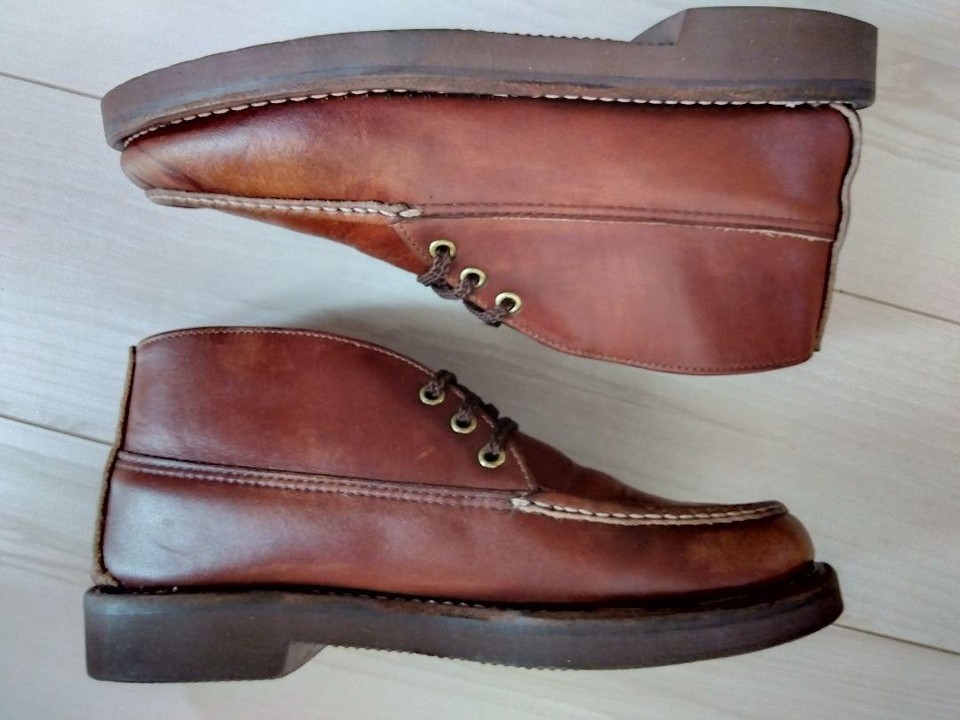 Russell Moccasin Leather Boots US8 Brown Vibram Sole Repaired Custom ...