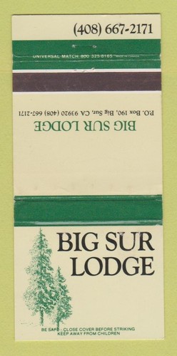 Matchbook Cover - Big Sur Lodge CA WEAR 30 Strike | eBay