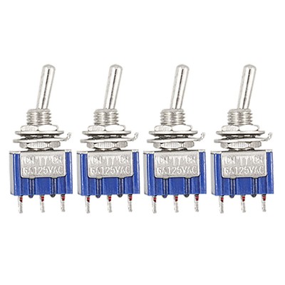 4pcs AC 125V 6A 3 Solder Pin SPDT On/Off/On Latching Mini Toggle Switch ...