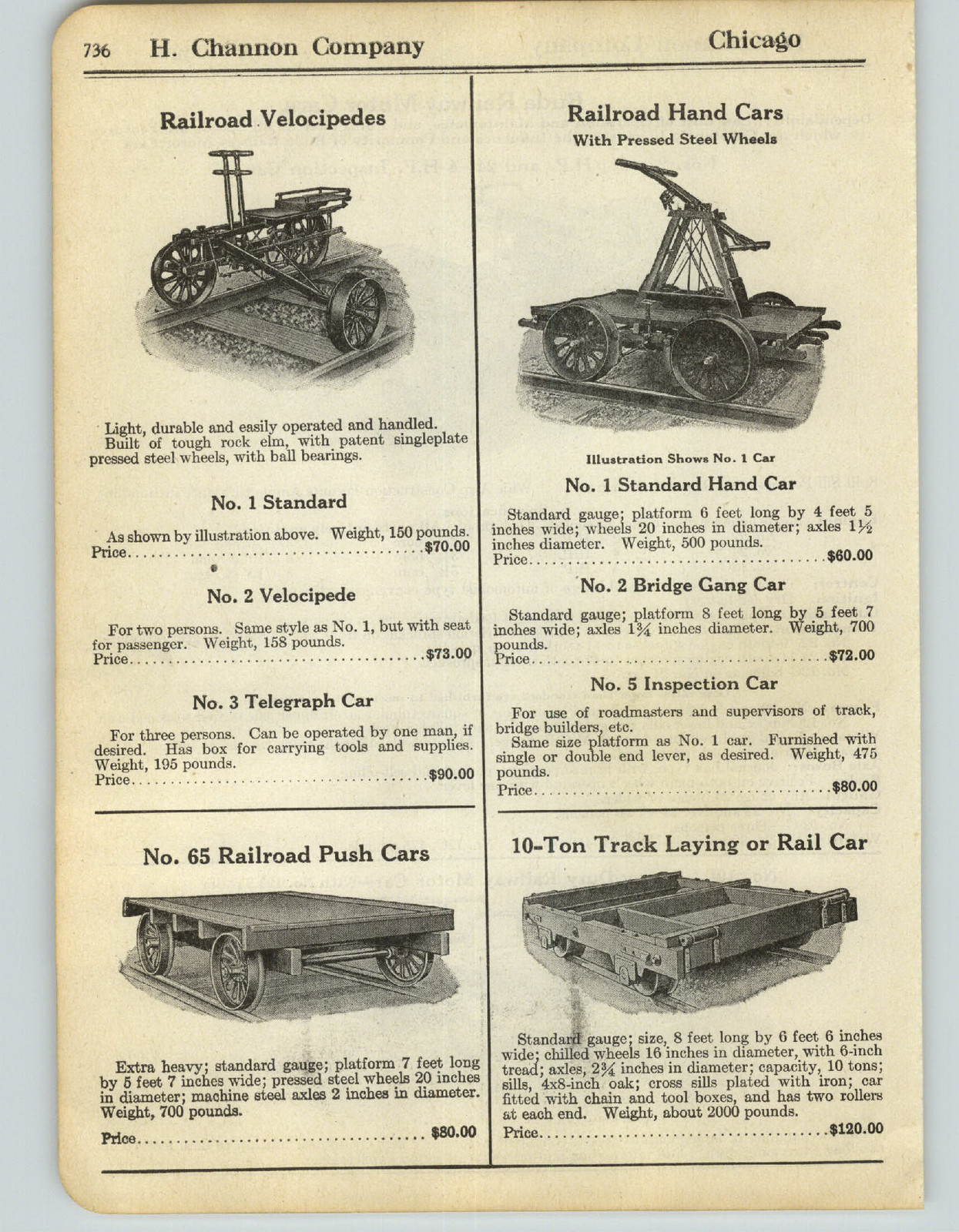 1925 PAPER AD Railroad Velocipede Hand Car Buda Railway Motor Car Heavy ...