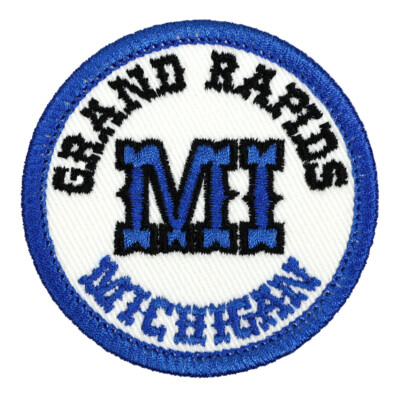Grand Rapids Michigan Embroidered Patch Ivory/Royal Blue Iron-On Sew-On ...