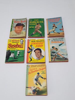 Vintage Baseball Book Lot of 7 (Babe Ruth, Joe DiMaggio, Bill Stern ...