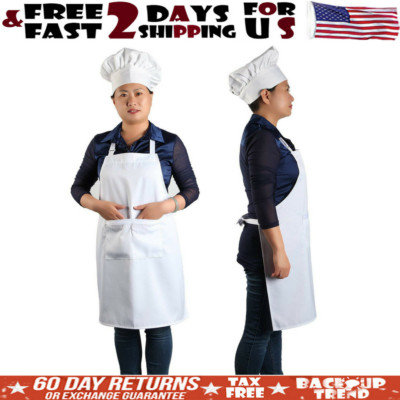 Baker Chef White Cook Costume Set Tall Hat And Apron For Adults Kids ...